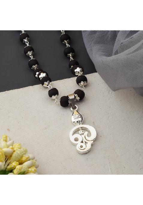 Buy Women Murugan Vel Sign Karungali Mala Silver Plated Brass Chain Set ...