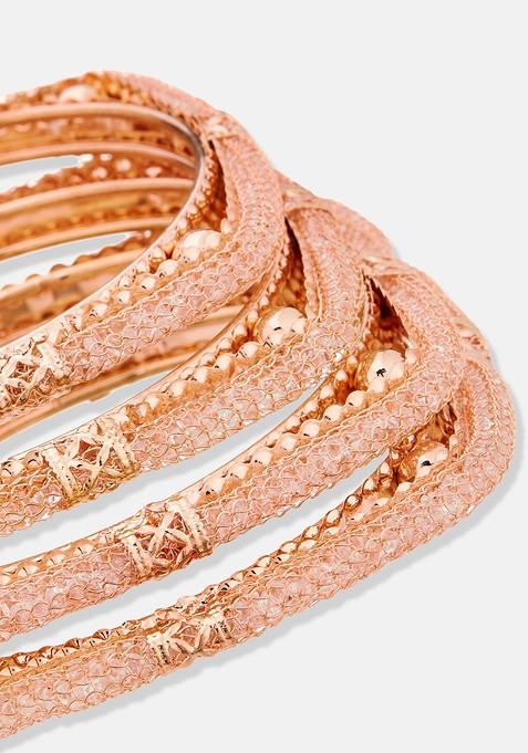 Buy Women Set Of 4 Rose Gold Plated Stones Studded Round Square Shaped ...