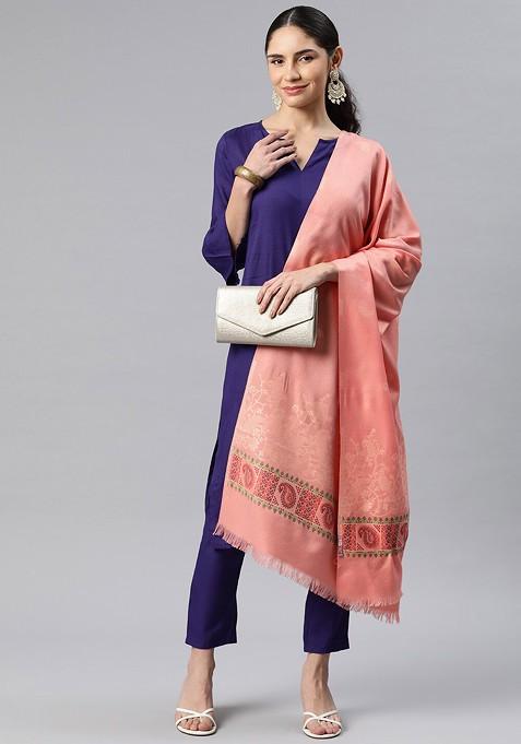 Buy Women Paisley Woven Design Woollen Pashmina Stole - 26554718 ...