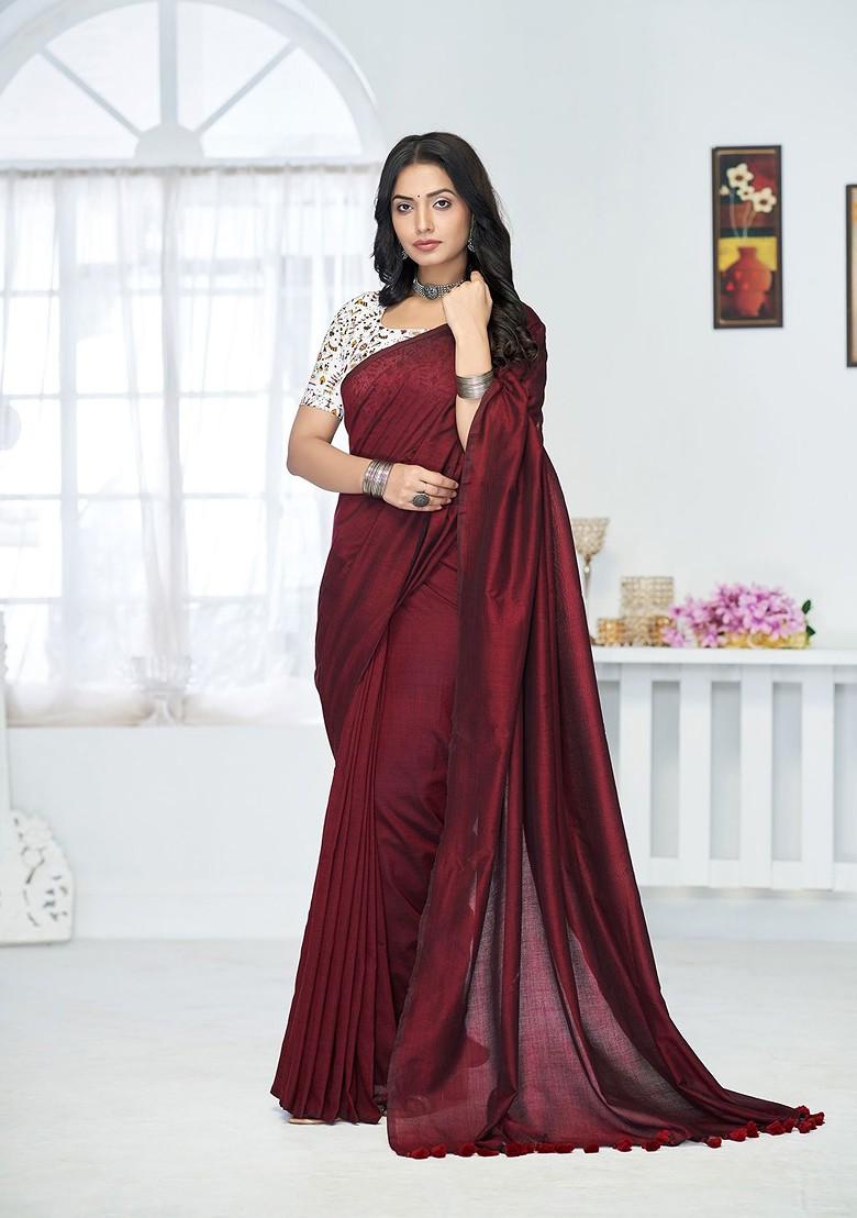 Buy Women Solid Pure Cotton Khadi Saree 30885646 Sarees Indya