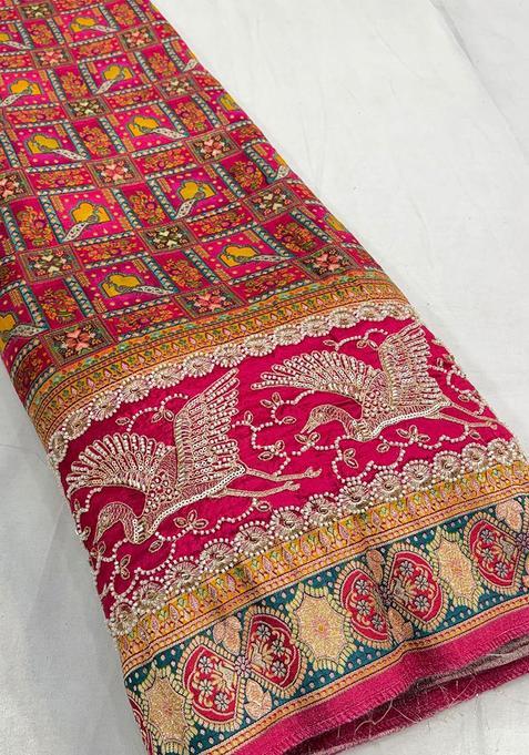 Buy Women Magenta Pink Printed Silk Fusion Set - AIF07804 - Sets - Indya