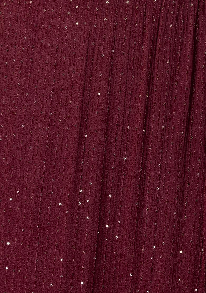 Buy Women Maroon Sequin Layered Lehenga Skirt - ASL00004 - Lehenga ...