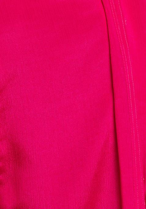 Buy Women Fuchsia Pink Jacket Set With Sequin Embroidered Blouse And ...