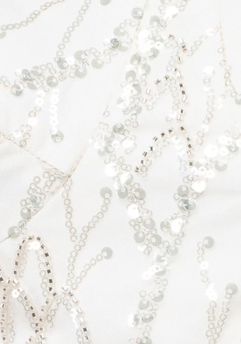 Buy Women Off White Ruffled Pre-Stitched Saree Set With Sequin ...