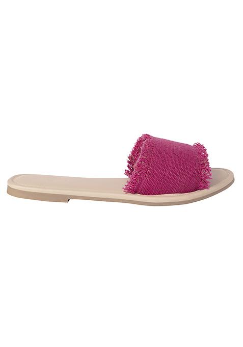 Buy Women Pink Fringe Flat Sandals - EFT00011 - Sandals - Indya