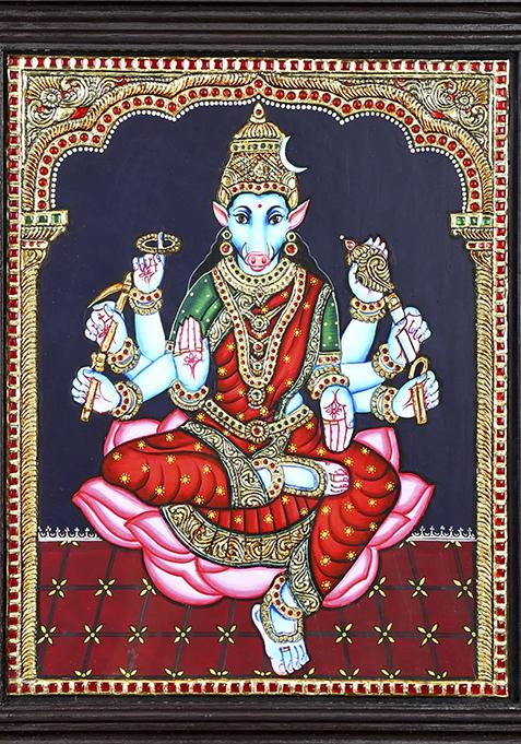 Buy Women Divine Kamalasini Goddess Varahi 24K Gold Tanjore Painting ...