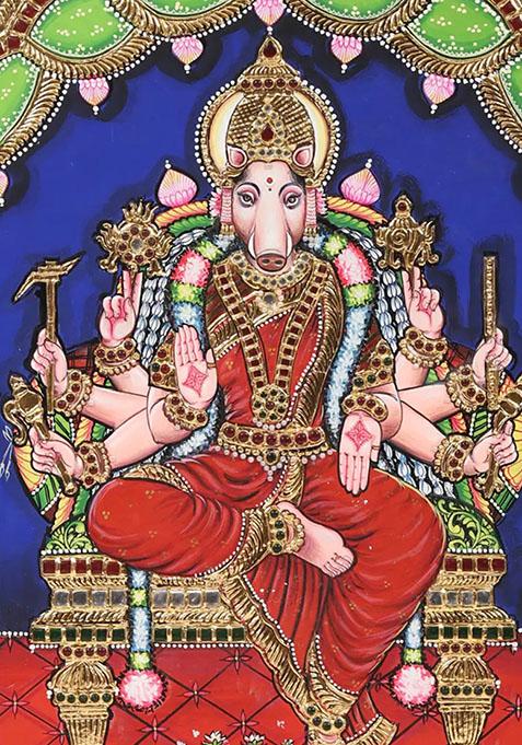 Buy Women Framed Goddess Varahi Tanjore Painting Gold Embossed Art ...