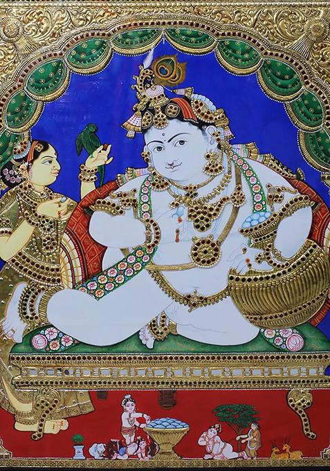 Buy Women Navaneeta Krishna Tanjore Painting - HPT00589 - Tanjore ...