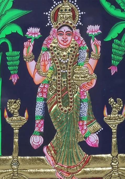 Buy Women Standing Devi Lakshmi Tanjore Painting 24K Gold - HPT00652 ...