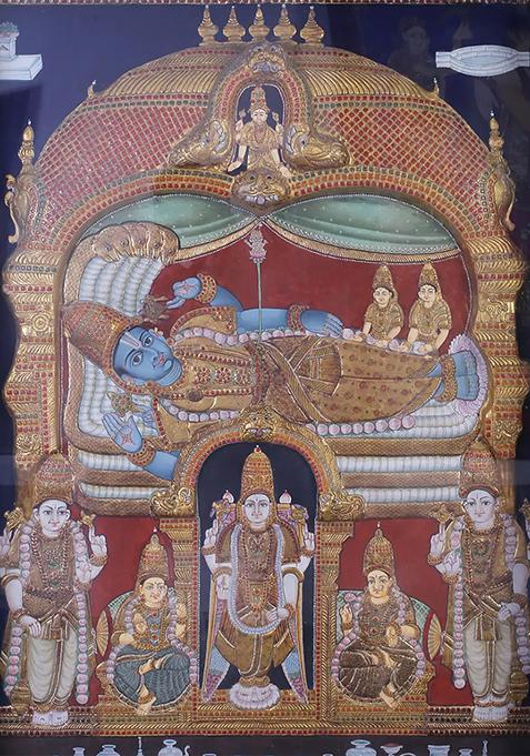 Buy Women Lord Vishnu Resting On Sheshnag Tanjore Painting 24K Gold ...