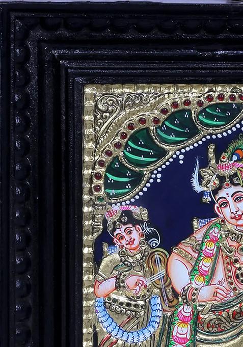 Buy Women Standing Navaneeta Krishna Tanjore Painting 24K Gold ...