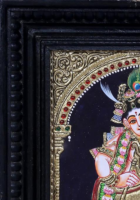 Buy Women Standing Navaneeta Krishna Tanjore Painting 24K Gold ...