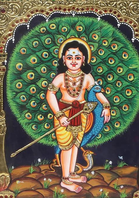 Buy Women Baal Karttikeya Tanjore Painting - HPT00795 - Tanjore ...