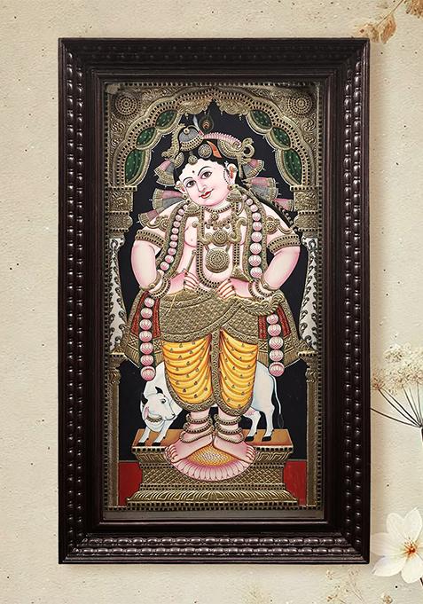 Buy Women Standing Navaneeta Krishna Tanjore Painting - HPT00798 ...
