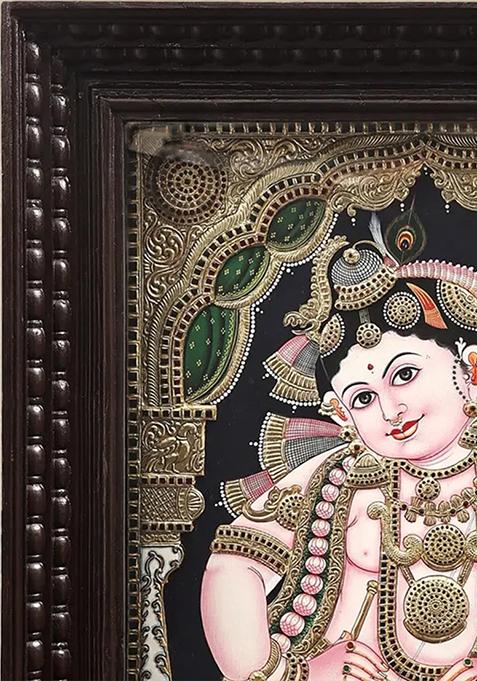 Buy Women Standing Navaneeta Krishna Tanjore Painting - HPT00798 ...