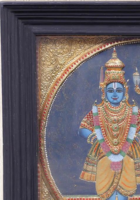 Buy Women Large Lord Vitthal Goddess Rukmini Tanjore Painting Art With ...