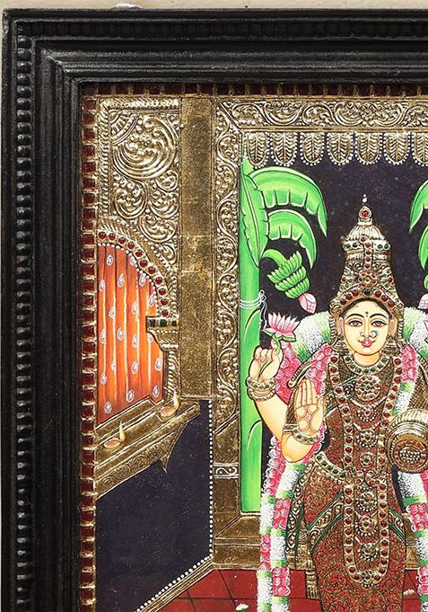 Buy Women Graceful Standing Devi Lakshmi Tanjore Painting - HPT00960 ...