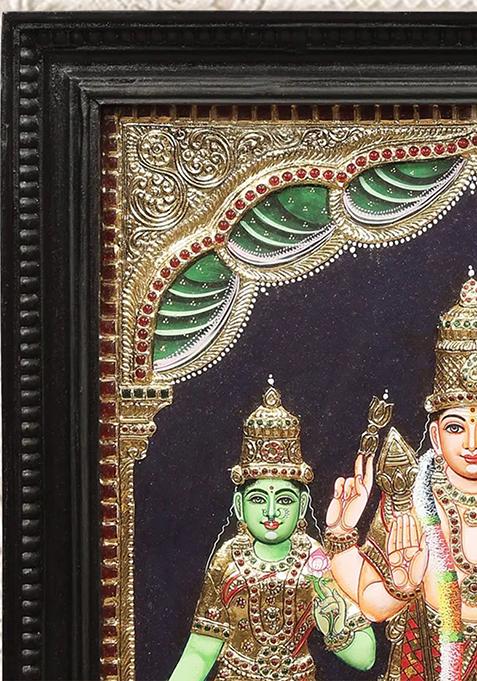 Buy Women Majestic Lord Karttikeya With Devasena And Valli Tanjore ...