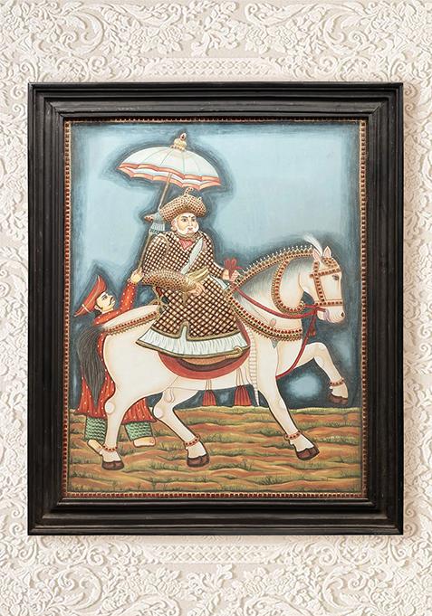 Buy Women Majestic Legacy Handmade Raja Serfoji Tanjore Painting ...