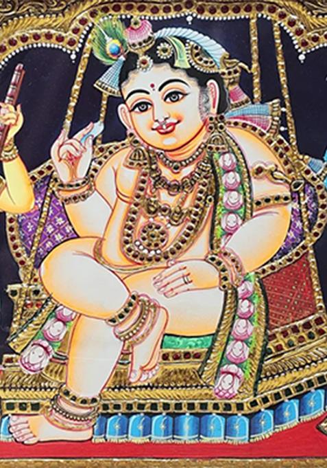 Buy Women Navaneeta Krishna Tanjore Painting 24K Gold - HPT01024 ...