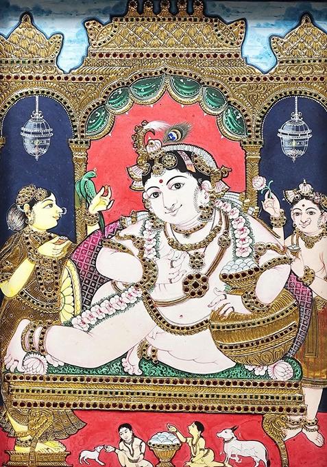 Buy Women Navaneeta Krishna Tanjore Painting - HPT01156 - Tanjore ...