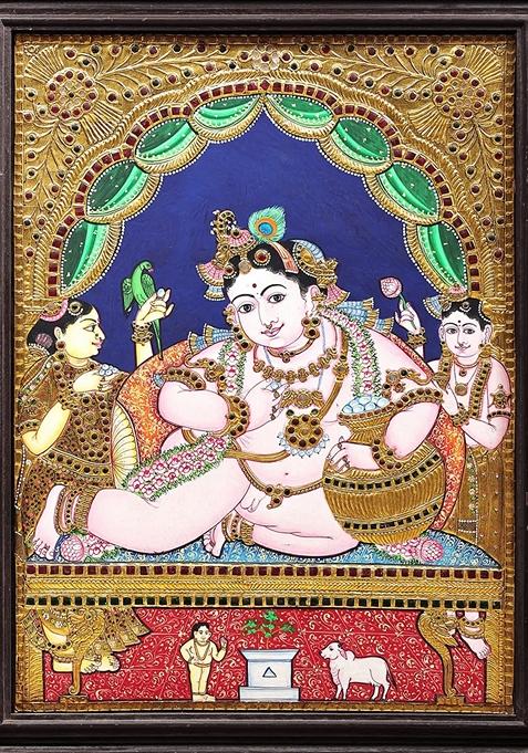 Buy Women Navaneeta Krishna Tanjore Painting - HPT01162 - Tanjore ...