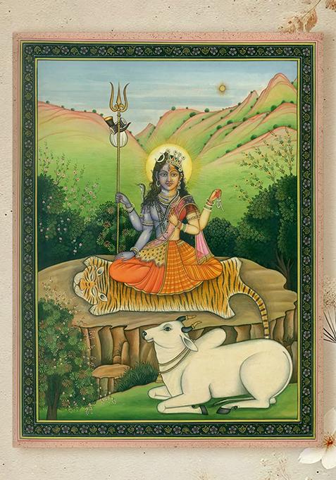 Buy Women Bhadrasana Ardhanarishvara Painting Divine Artwork Of The ...