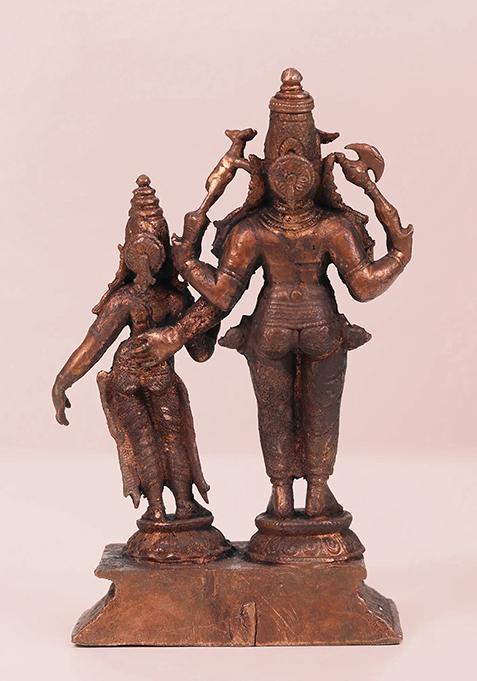 Buy Women 7 Inch Standing Lord Narasimha With Devi Lakshmi Copper Idol ...