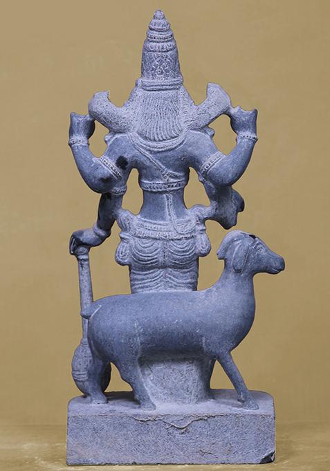 Buy Women Agni Dev Black Granite Statue Fire God With Mace Messenger ...