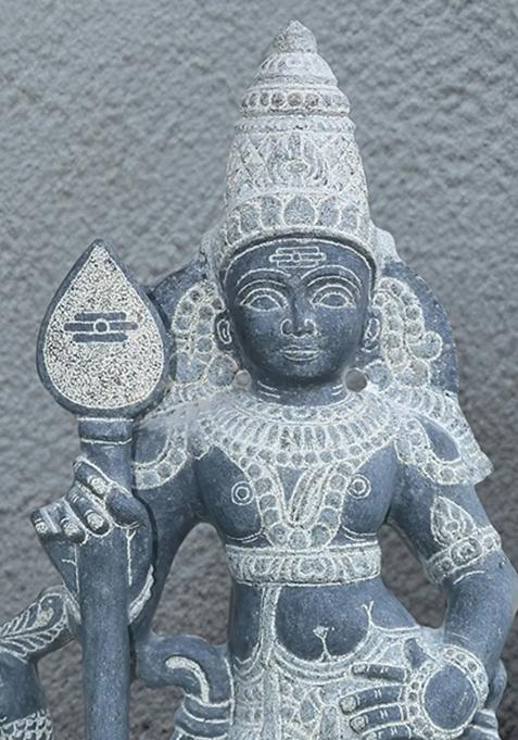 Buy Women 21Inch Black Granite Lord Murugan Statue With Vel And Peacock ...