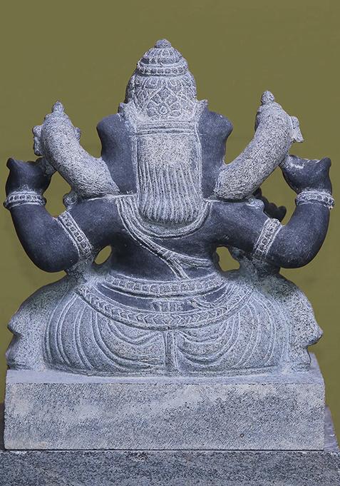 Buy Women Lord Ganesha With Modak Hand Carved Granite Stone Statue Of ...