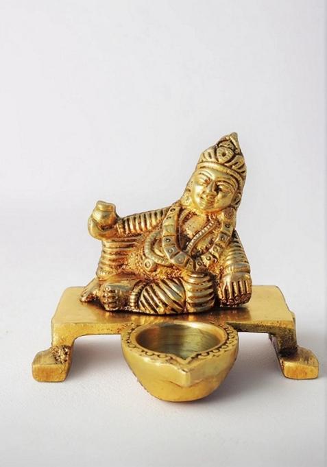 Buy Women Brass Show Piece Kuber Ji With Deepak God Idol Statue ...
