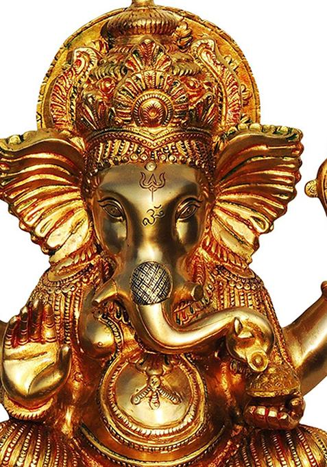 Buy Women Ganesh Ji With Base - HST02140 - Brass Statues - Indya