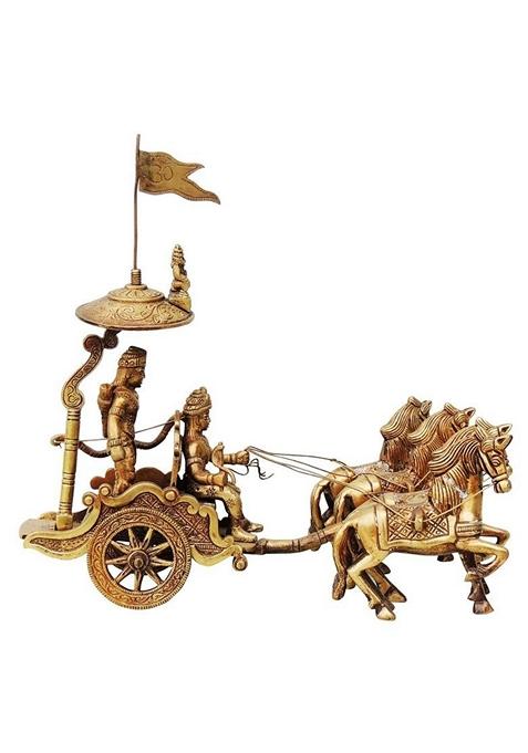 Buy Women Brass Show Piece Arjun Rath Statue - HST02323 - Brass Statues ...