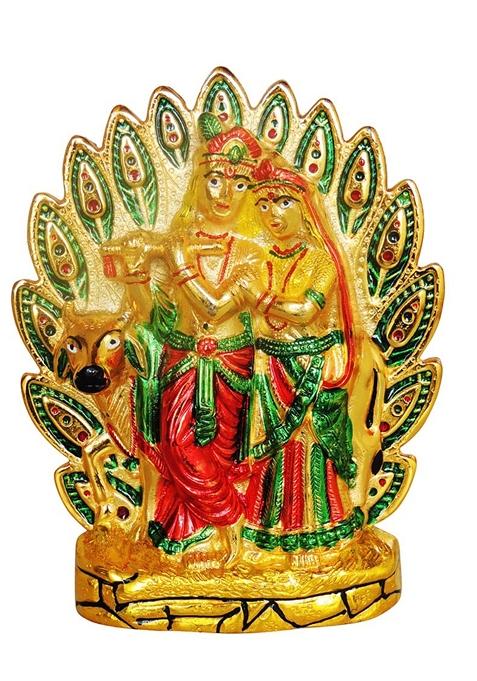 Buy Women Aluminium Showpiece Wall Hanging Radha Krishna Meena Statue ...
