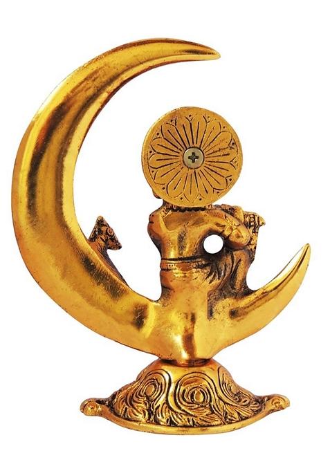 Buy Women Showpiece Krishna On Moon Statue - HST02707 - Home Decor - Indya