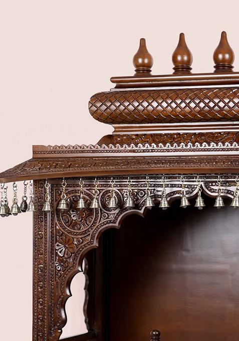 Buy Women Elegant Wooden Puja Temple With Dangling Brass Bells ...