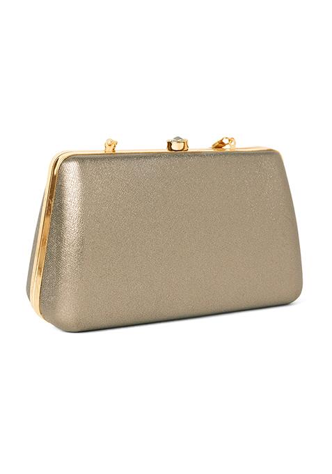 Buy Women Grey Metallic Frame Clutch - IBG00159 - Clutches - Indya
