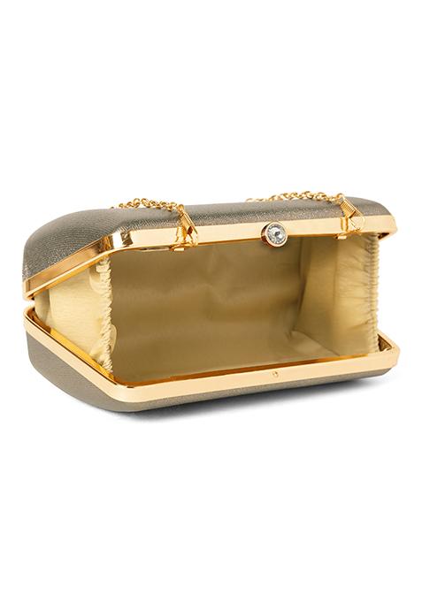 Buy Women Grey Metallic Frame Clutch - IBG00159 - Clutches - Indya