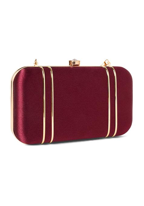 Buy Women Maroon Metallic Frame Clutch - IBG00165 - Clutches - Indya