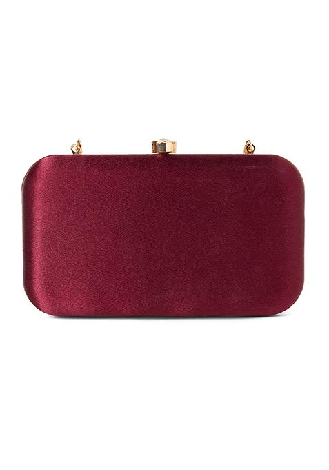 Buy Women Maroon Metallic Frame Clutch - IBG00165 - Clutches - Indya