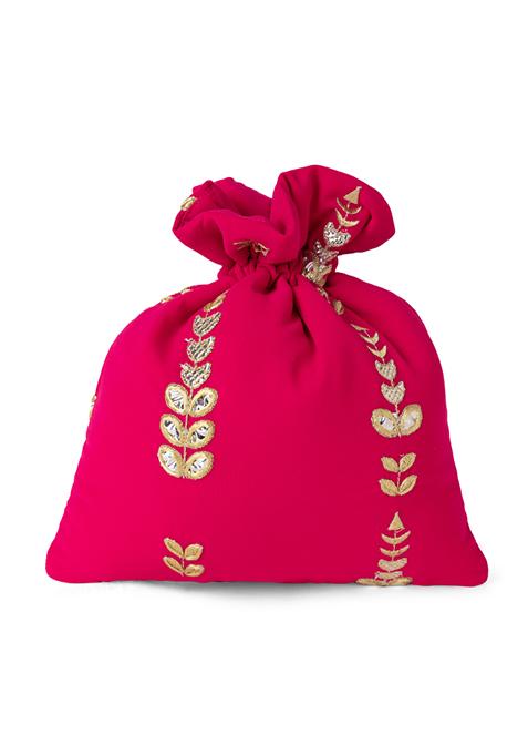 Buy Women Hot Pink Zari And Gota Embroidered Potli - IBG00181 - Potlis ...
