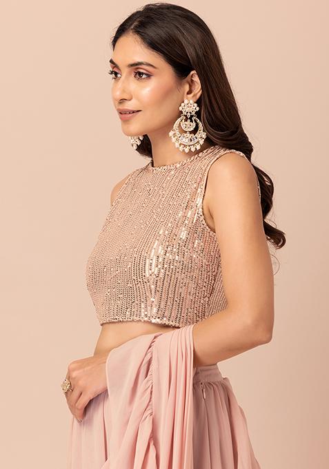 Buy Women Gold Sequin Embroidered Crop Top - IBL00001 - RTW - Indya