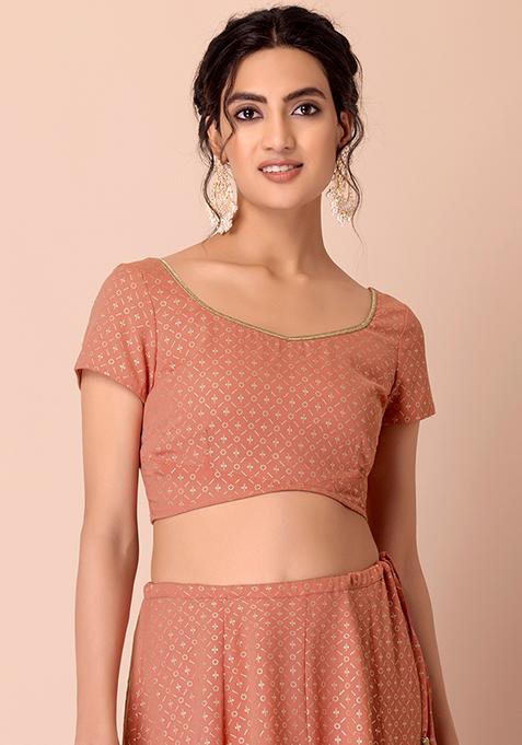 Buy Women Peach Foil Blouse - IBL00003 - Tops And Blouses - Indya