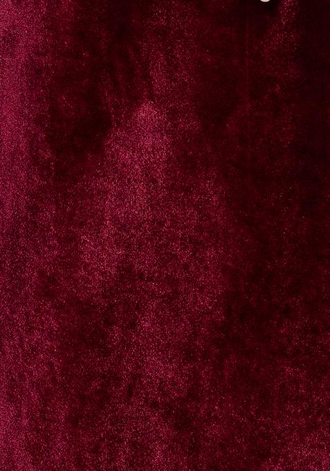 Buy Women Maroon Velvet Sharara With Embroidered Short Kurta (Set Of 2 ...