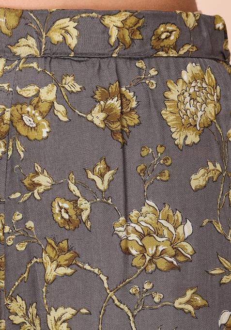 Buy Women Grey Muslin Shirt Kurta With Cuff Pants (Set Of 2) - ICO00412 ...