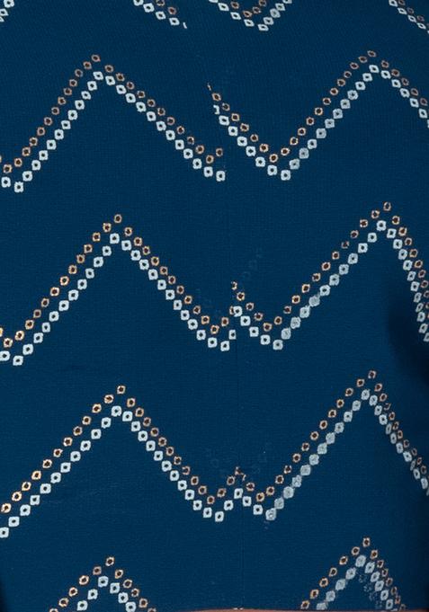 Buy Women Blue Chevron Print Sharara With Strappy Top And Jacket (Set ...