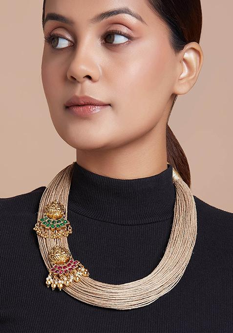 Buy Women Beige Necklace With Temple Pendant - IJN00068 - Temple ...