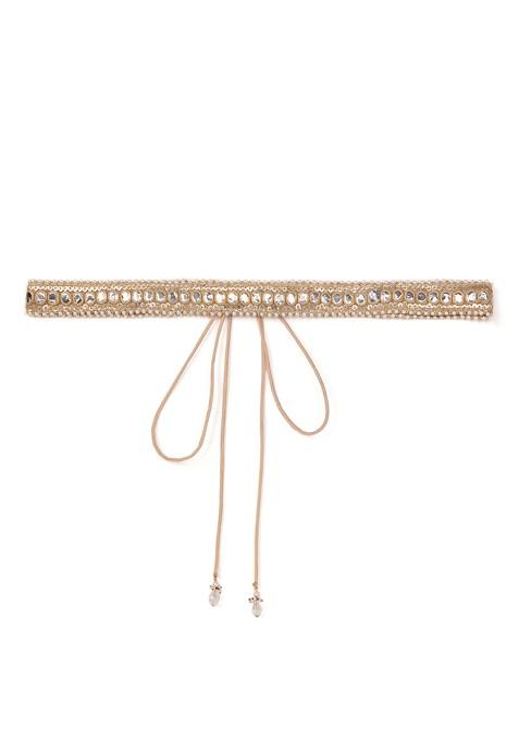 Buy Women Beige Pearl And Mirror Embellished Belt - ILB00048 - Belts ...