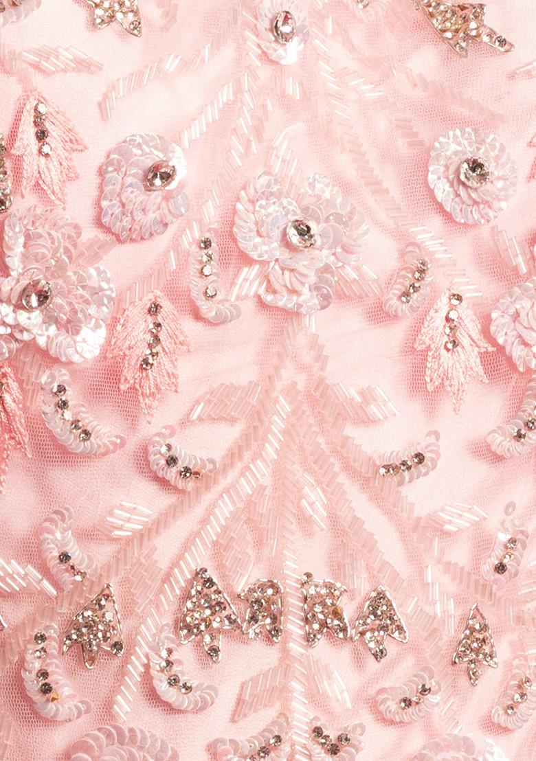 Buy Women Light Pink Hand Embellished Mesh Gown - ILG00092 - Sorbet ...